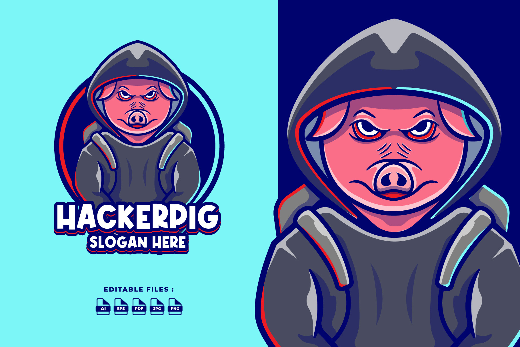 Pig Mascot Character Logo | Creative Market