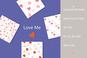 9 Seamless Patterns Hearts