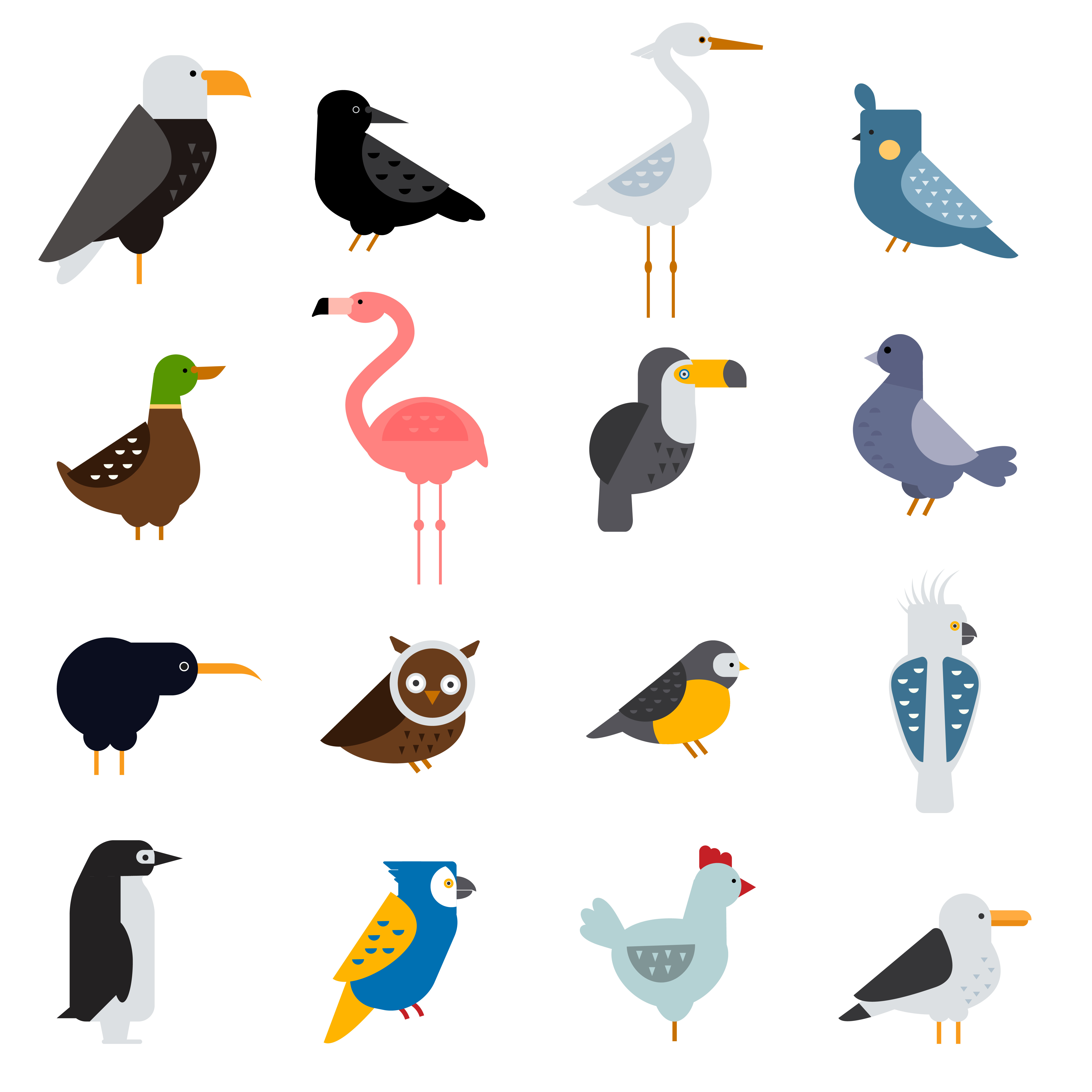 Birds vector set, an Animal Illustration by Vectorstockersland
