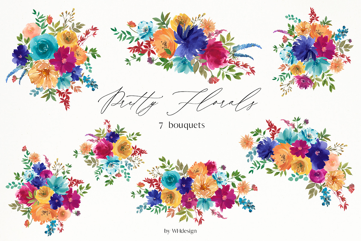 Colorful Rainbow Flower Clipart, an Illustration by whiteheartdesign ...