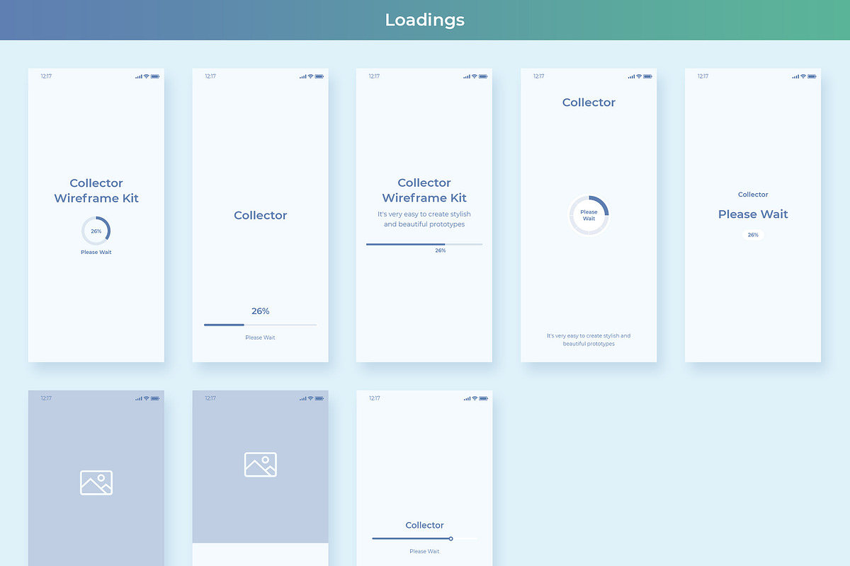 Collector iOS Wireframe UI Kit, a Wireframe Template by Creatoly