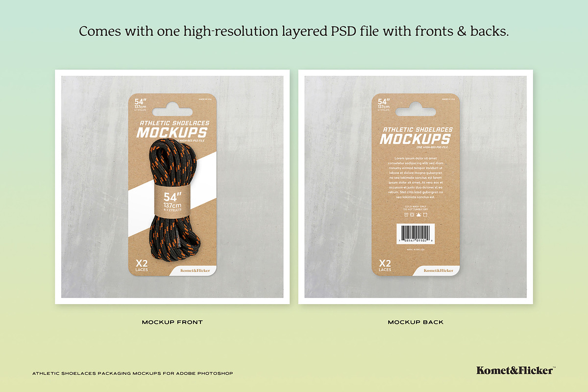 Athletic Shoelaces Packaging Mockup
