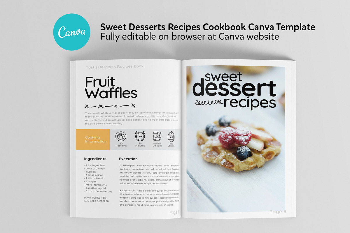 Canva Desserts CookBook Template, a Magazine Template by DeLaGranSiete