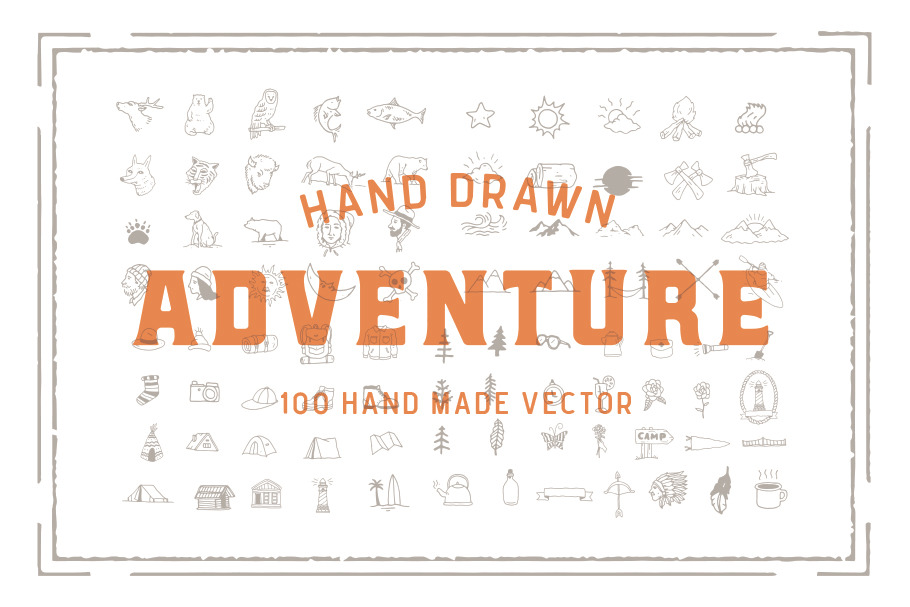 100 hand drawn adventure, an Object Illustration by gemmafalah