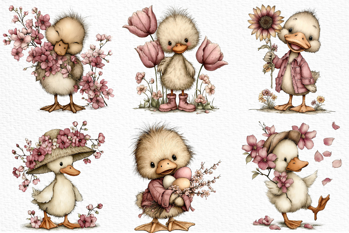 Cute Duck Spring Mood Clipart Png, an Illustration by Craft Nest
