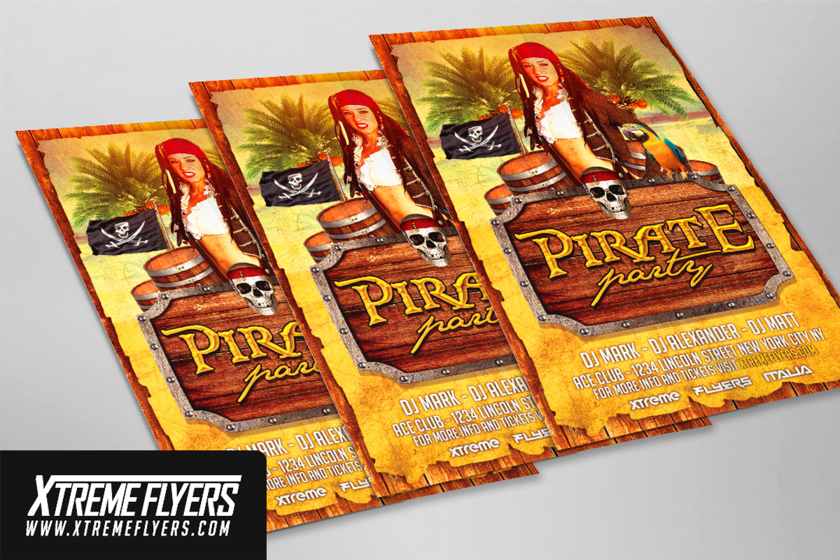 Pirate Costume Party Flyer Template, a Flyer Template by XtremeFlyers