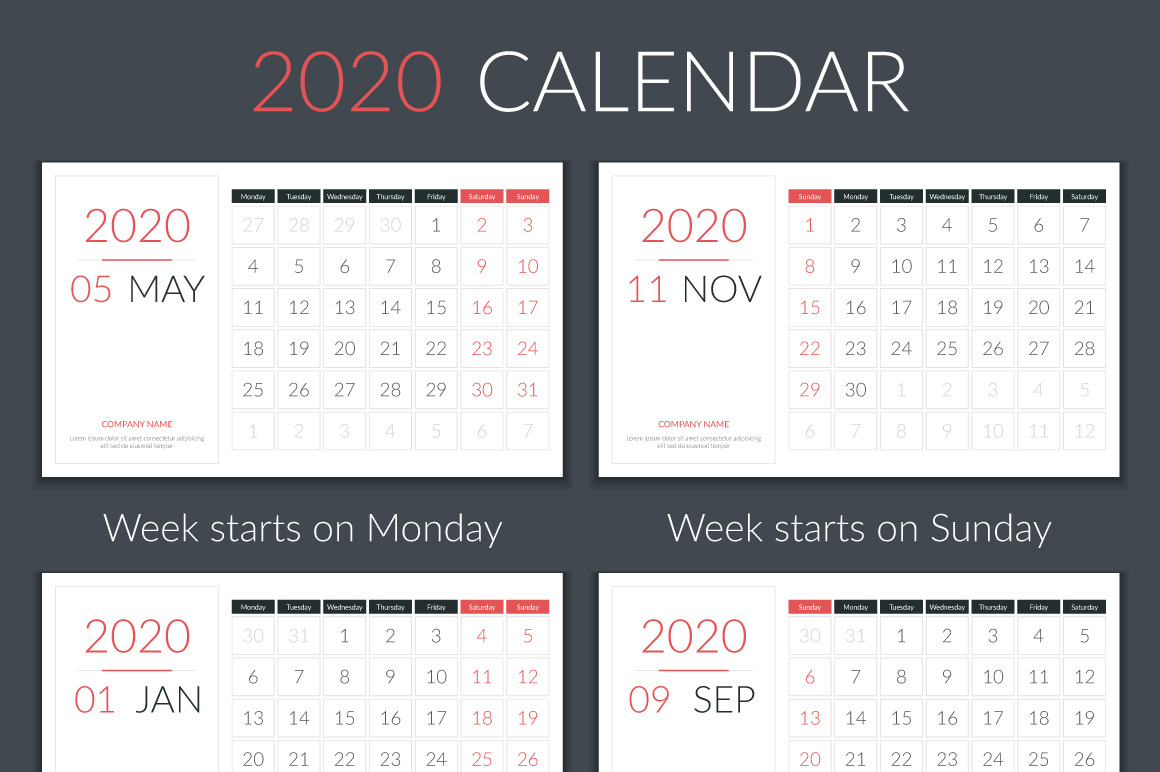 2020 Calendar, a Graphic by PixMarket | Creative Market