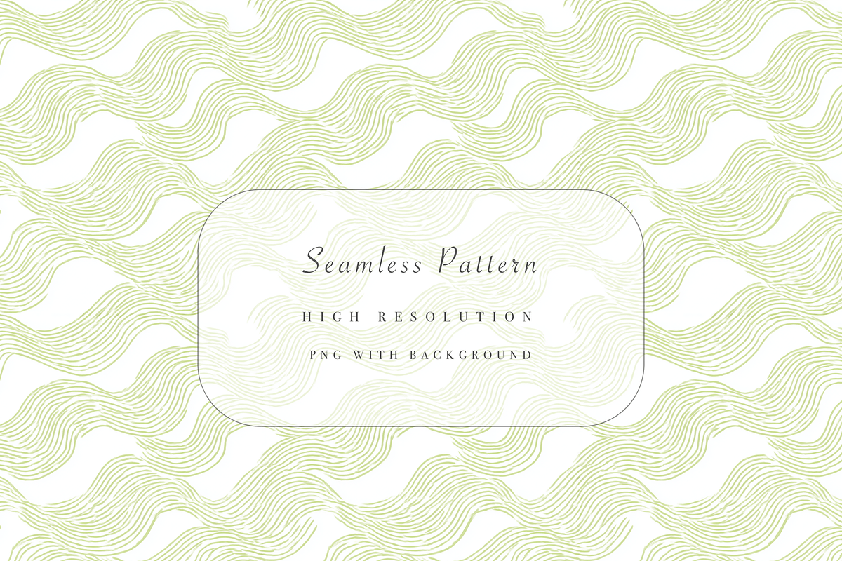 Sage Green Wavy Lines Seamless Pattern PNG