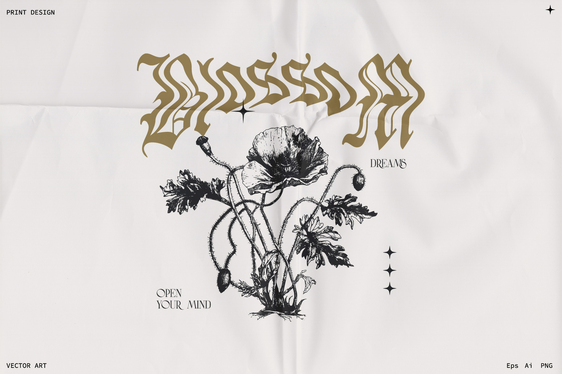 Botanical poppy print design, an Illustration by NKTN