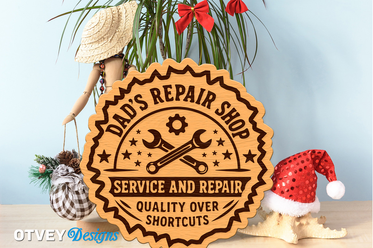 Wooden Dad's Garage Sign Lasercut 12, a Decorative Illustration by ...