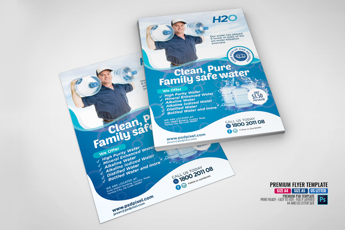 Water Delivery Services Flyer, a Flyer Template by PSDPixel | Creative ...