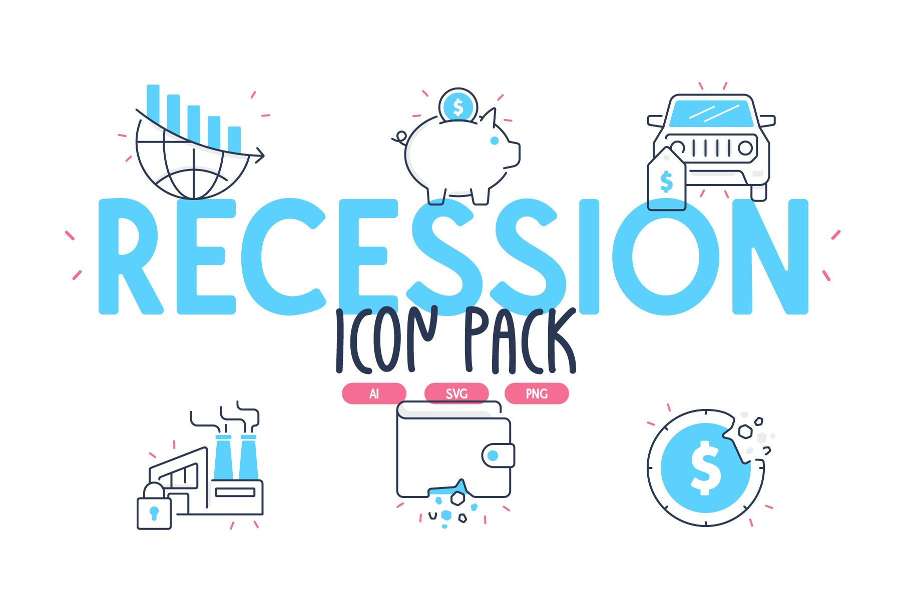 Recession Icons, an Icon by iconfield | Creative Market