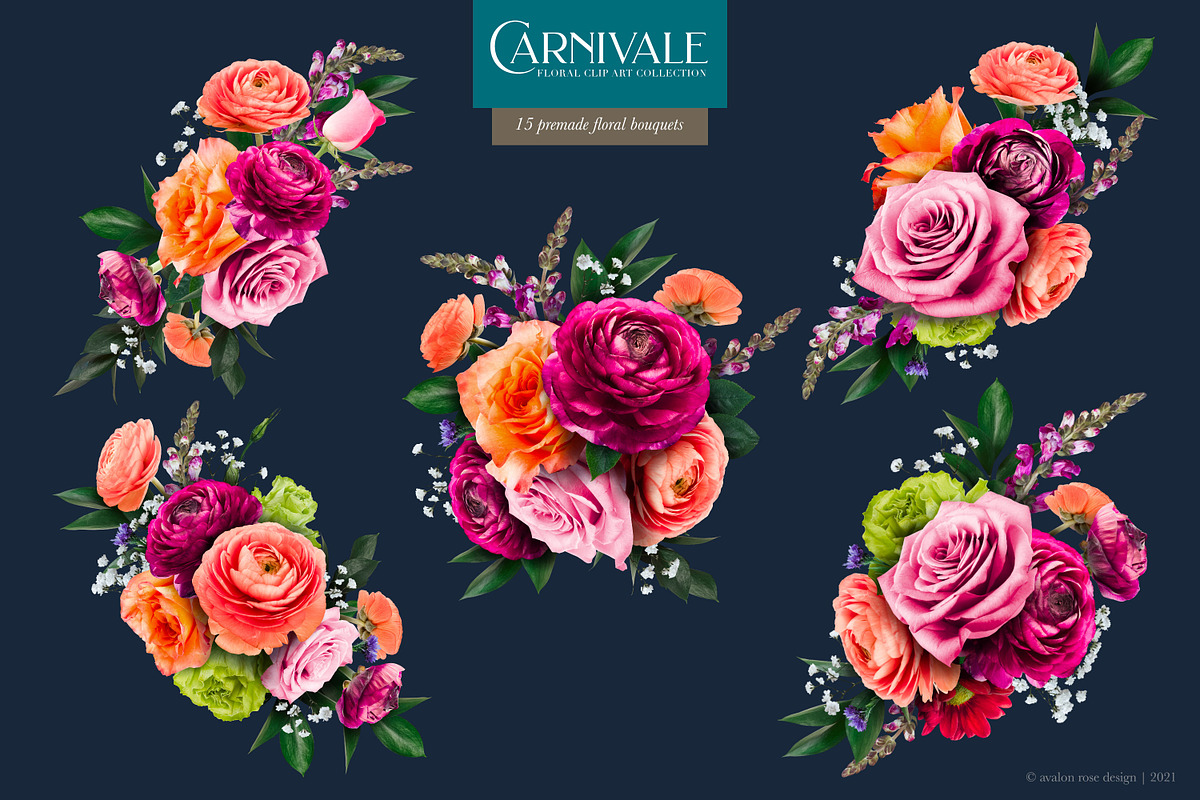 Carnivale Floral Clip Art Collection