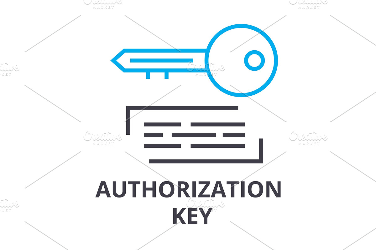 authorization key thin line icon, sign, symbol, illustation, linear ...