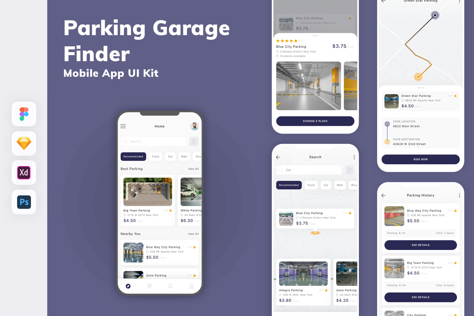 Parking Garage Finder App UI Kit | UI Kits and Libraries ~ Creative Market