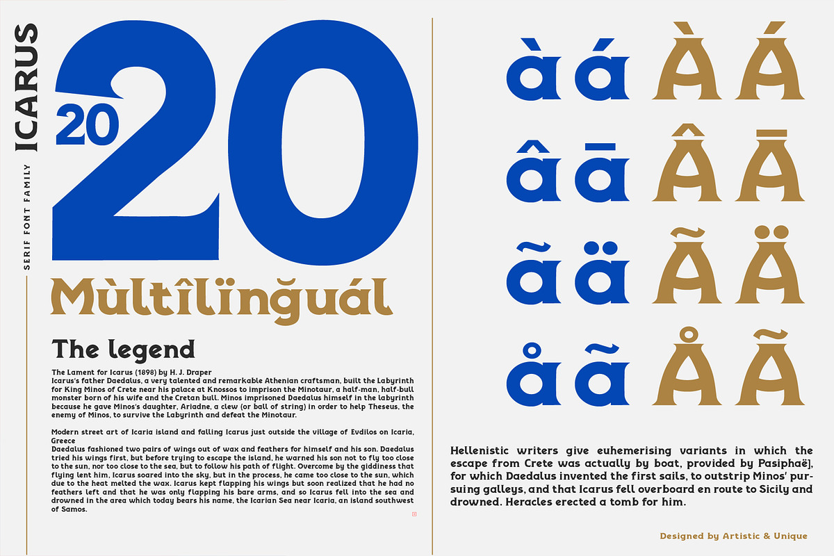 ICARUS - Serif font family, a Serif Font by Artistic & Unique
