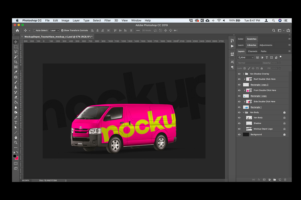 4K Work Van Toyota HiAce PSD Mockup, an Advertising Mockup by mockupdepot