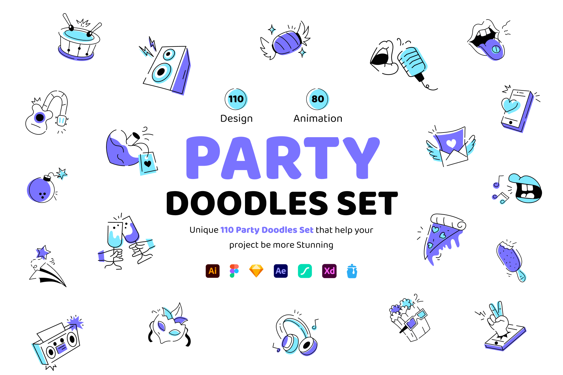 Animated Party Icons | Creative Market