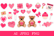 Valentine's Sticker bundle printable, an Illustration by IrinaShishkova
