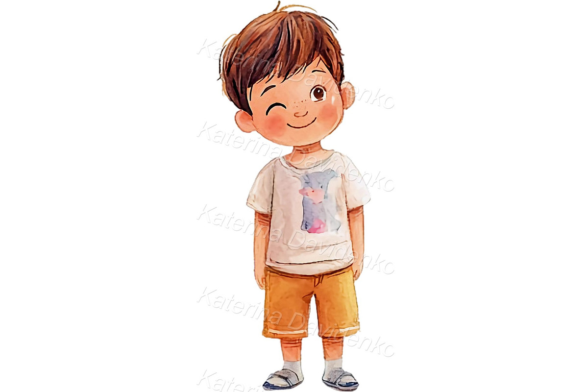 Watercolor cartoon kids PNG clipart, a Person Illustration by Bubert Art