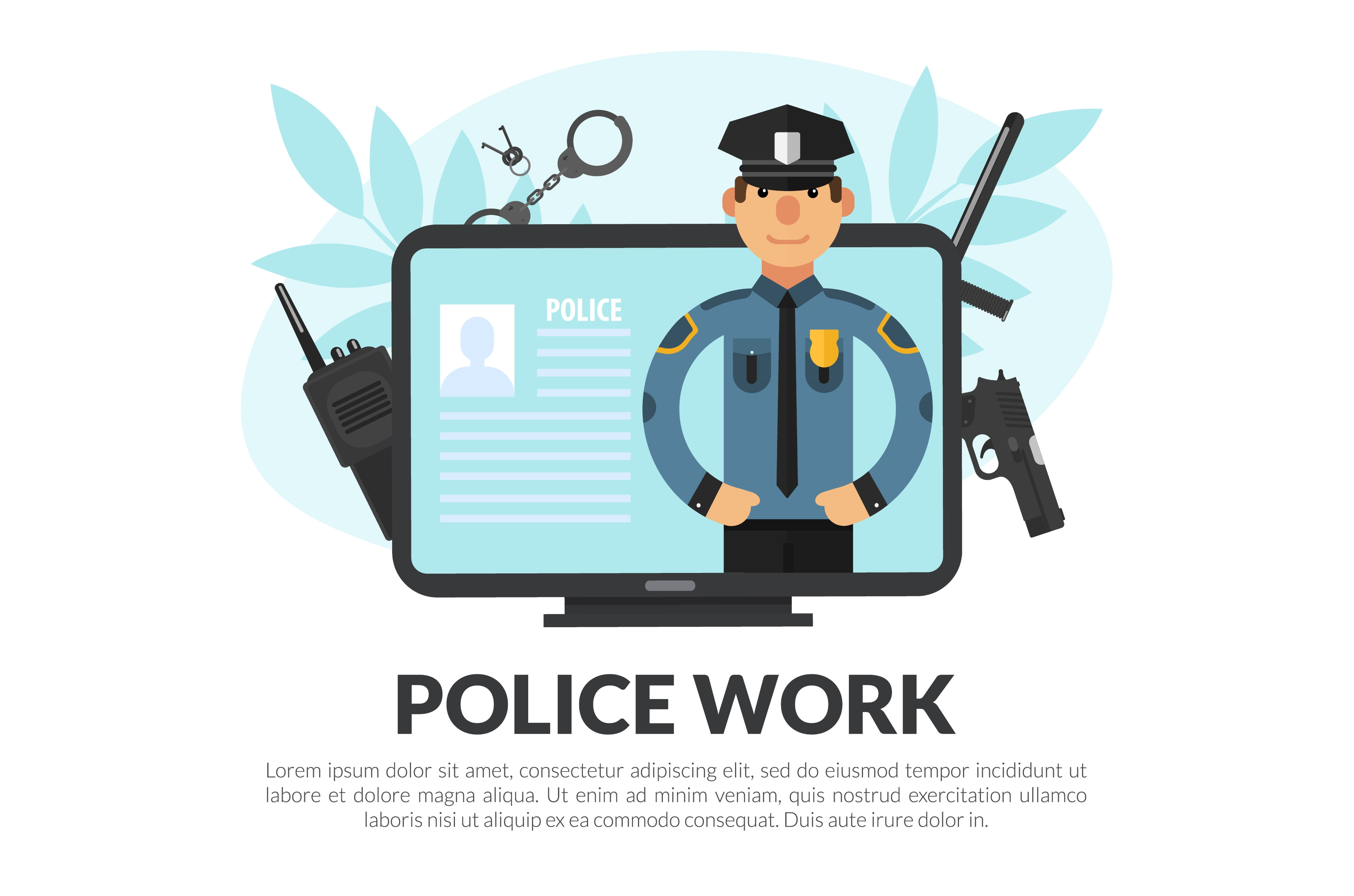 Police Work Web Banner with, a Person Illustration by TopVectors