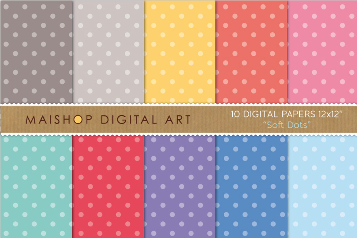 Digital Papers Polka Dots, a Pattern Graphic by Maishop