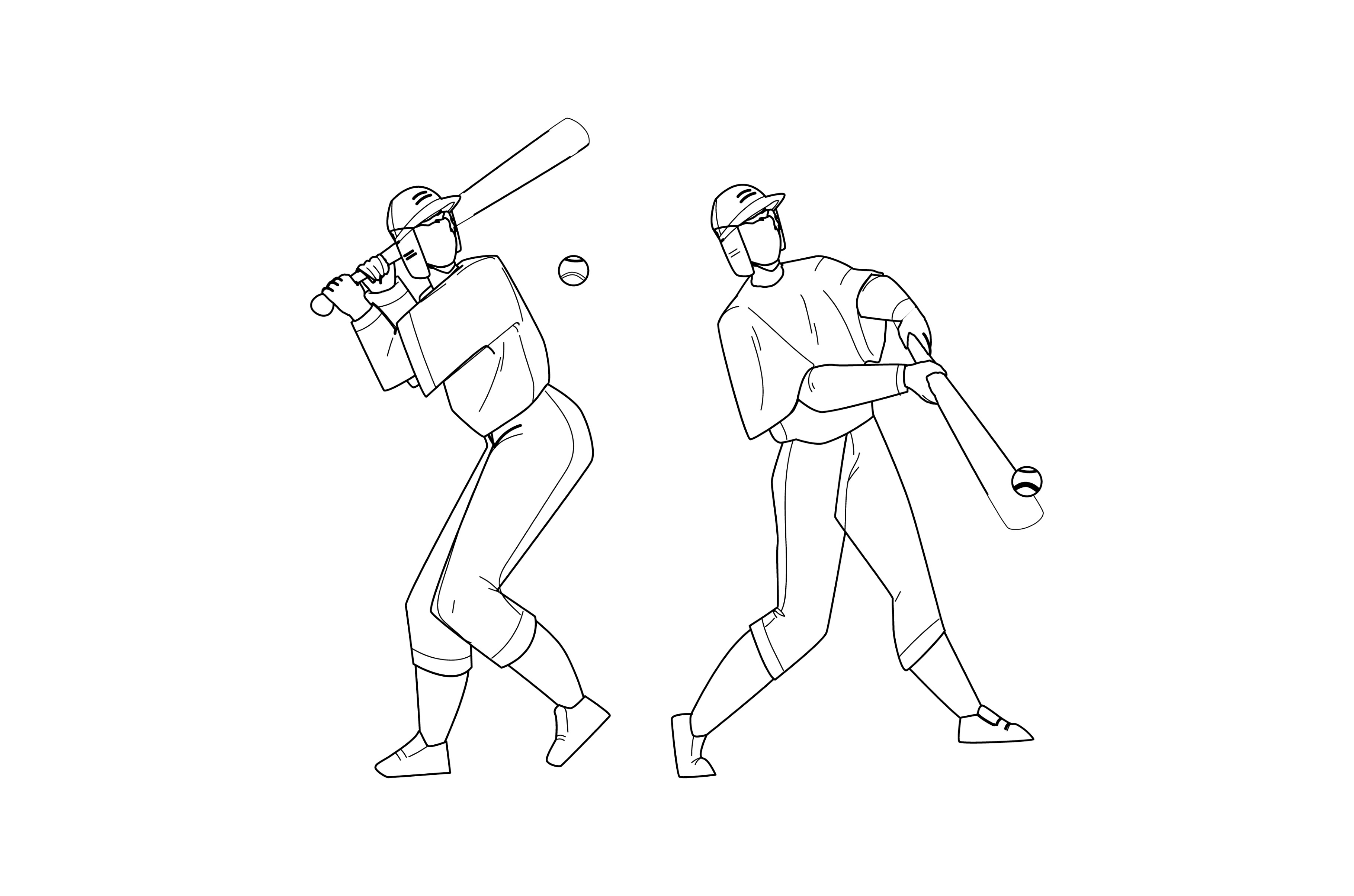 Baseball Player Hit Ball With Bat On, a Person Illustration by pikepicture