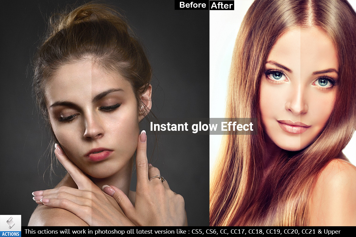 Instant glow Photoshop Effect, an Action Add-On by Vatdesign