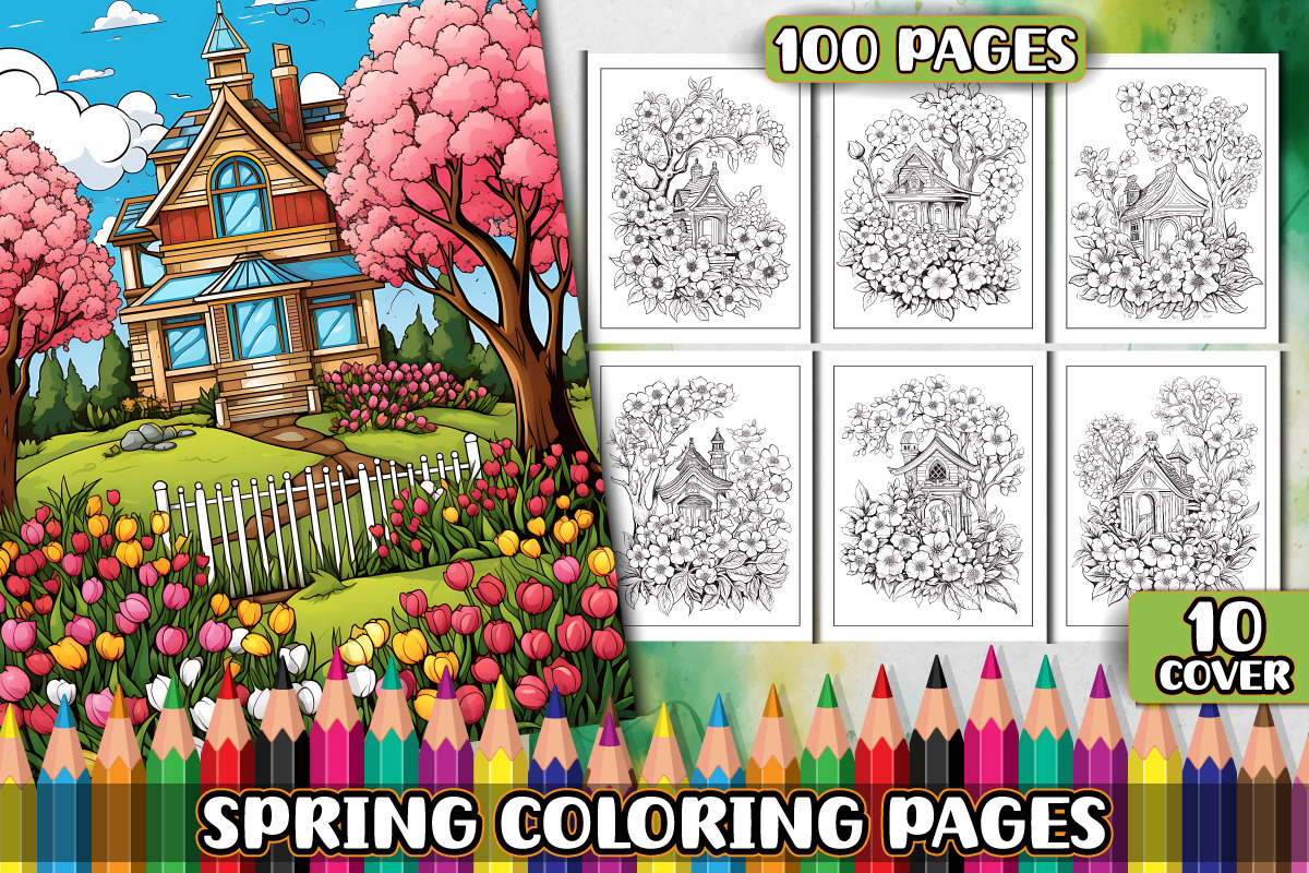 Spring Coloring Pages, an Object Graphic by protabsorkar11 | Creative ...