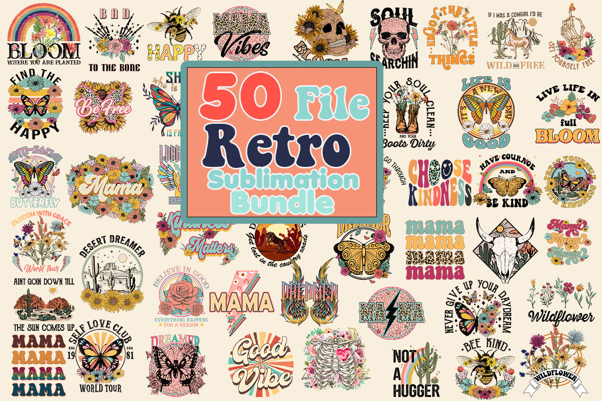 50 File Retro Graphics Bundle, an Illustration by Boodesign