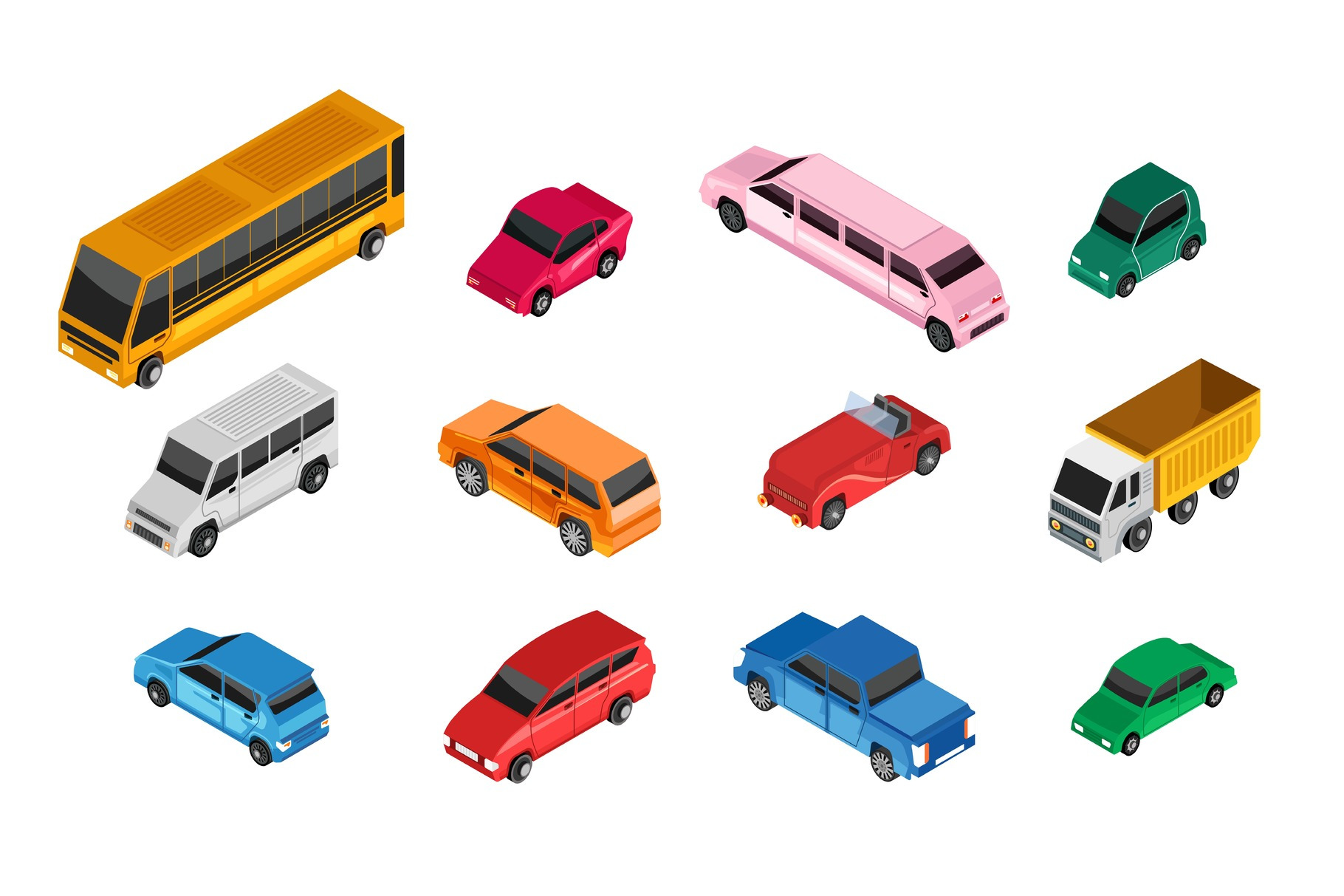 Isometric cars transport vehicle, an Object Illustration by VectorsBang