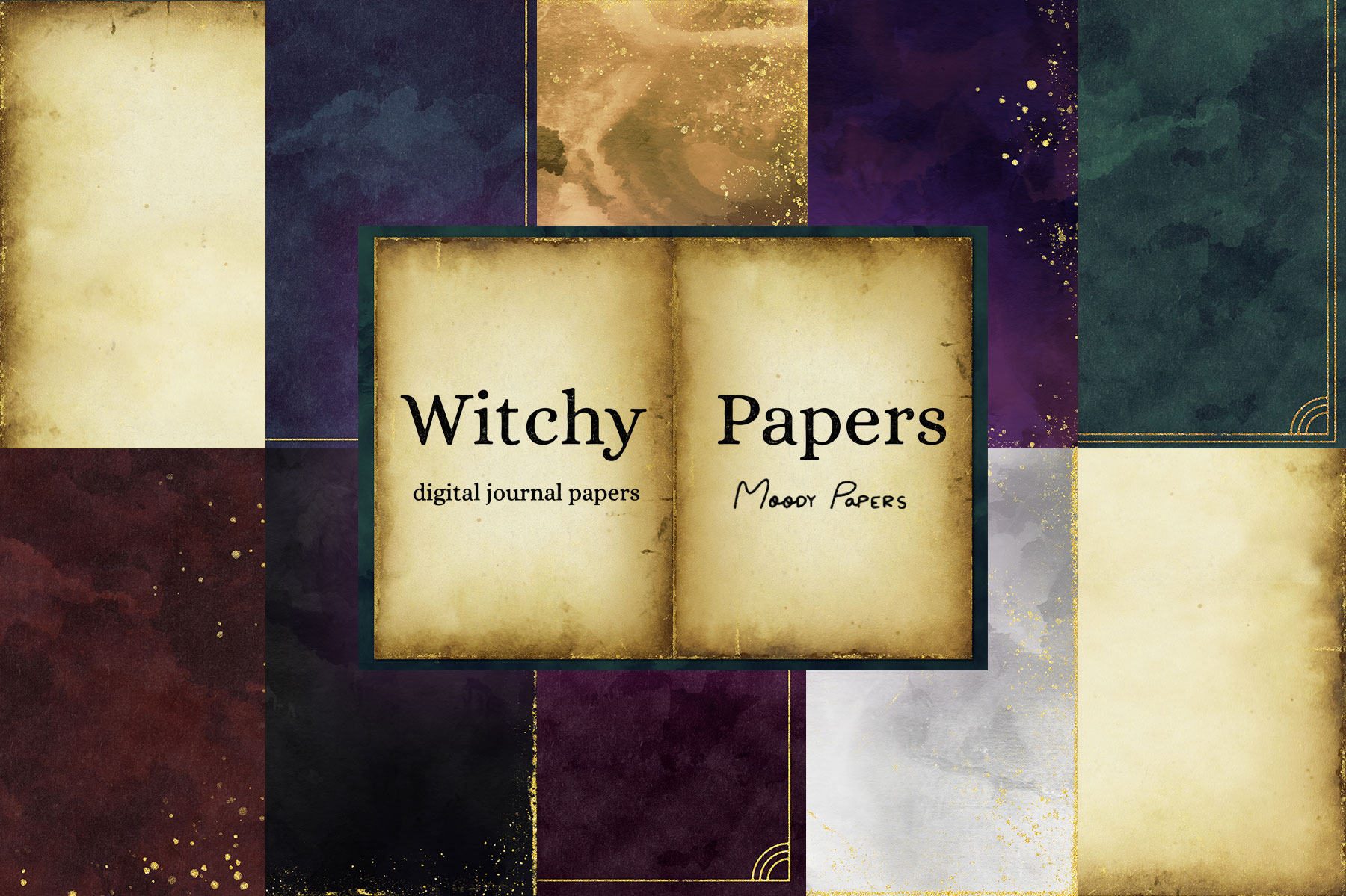 Witchy Digital Paper, a Texture Graphic by MoodyPapers