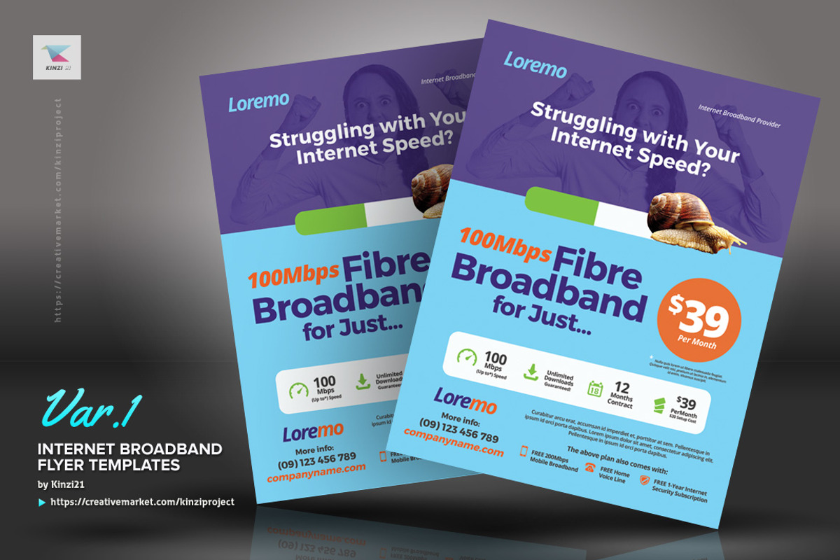 Internet Broadband Flyer Templates, a Flyer Template by kinzi21