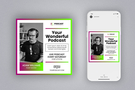 Podcast Social Media Post Template, a Social Media Template by ...