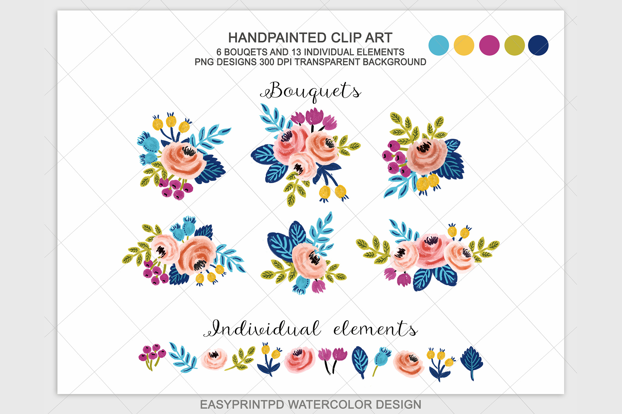 Spring Wedding Floral Clipart, an Illustration by Magic Story Studio