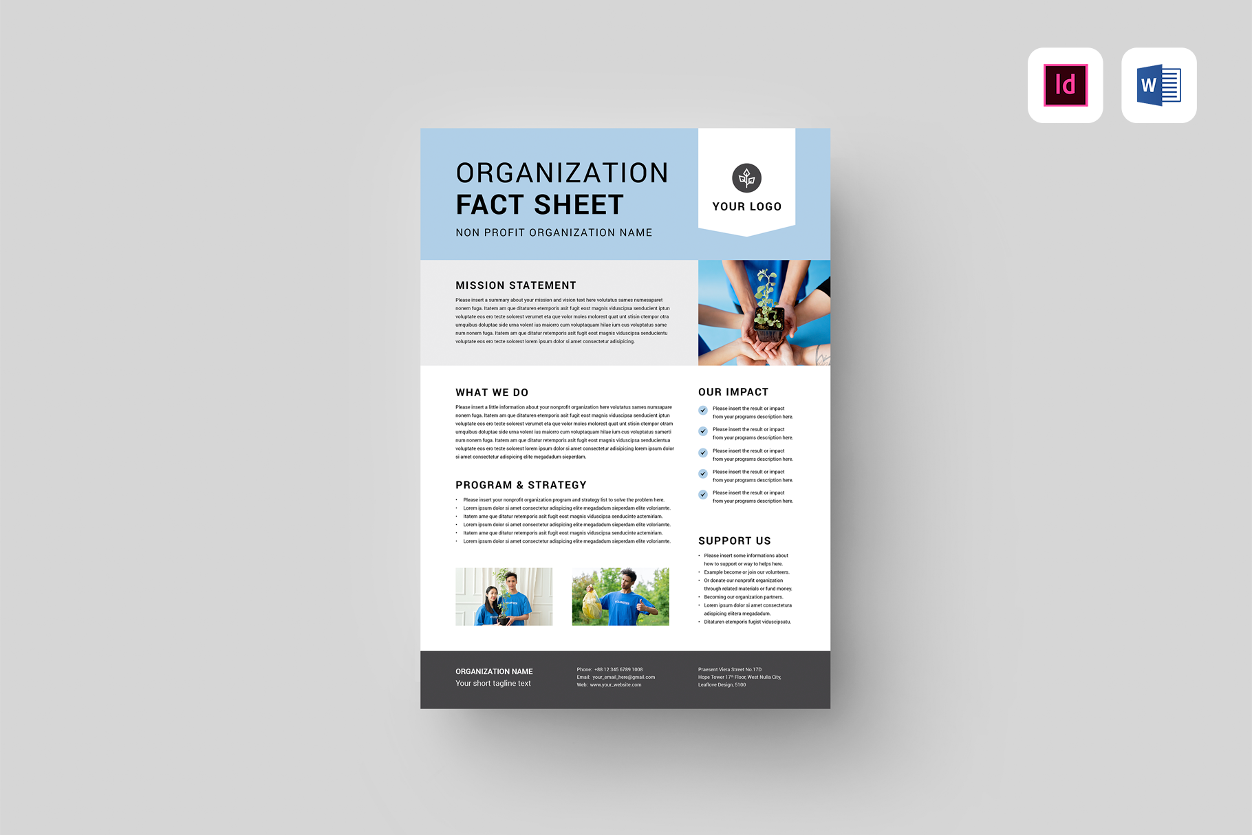 Nonprofit Organization Fact Sheet, a Flyer Template by Leaflove