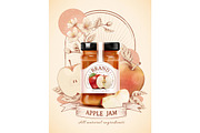 Vintage sketching apple jam ad, a Flyer Template by TotallypicRF