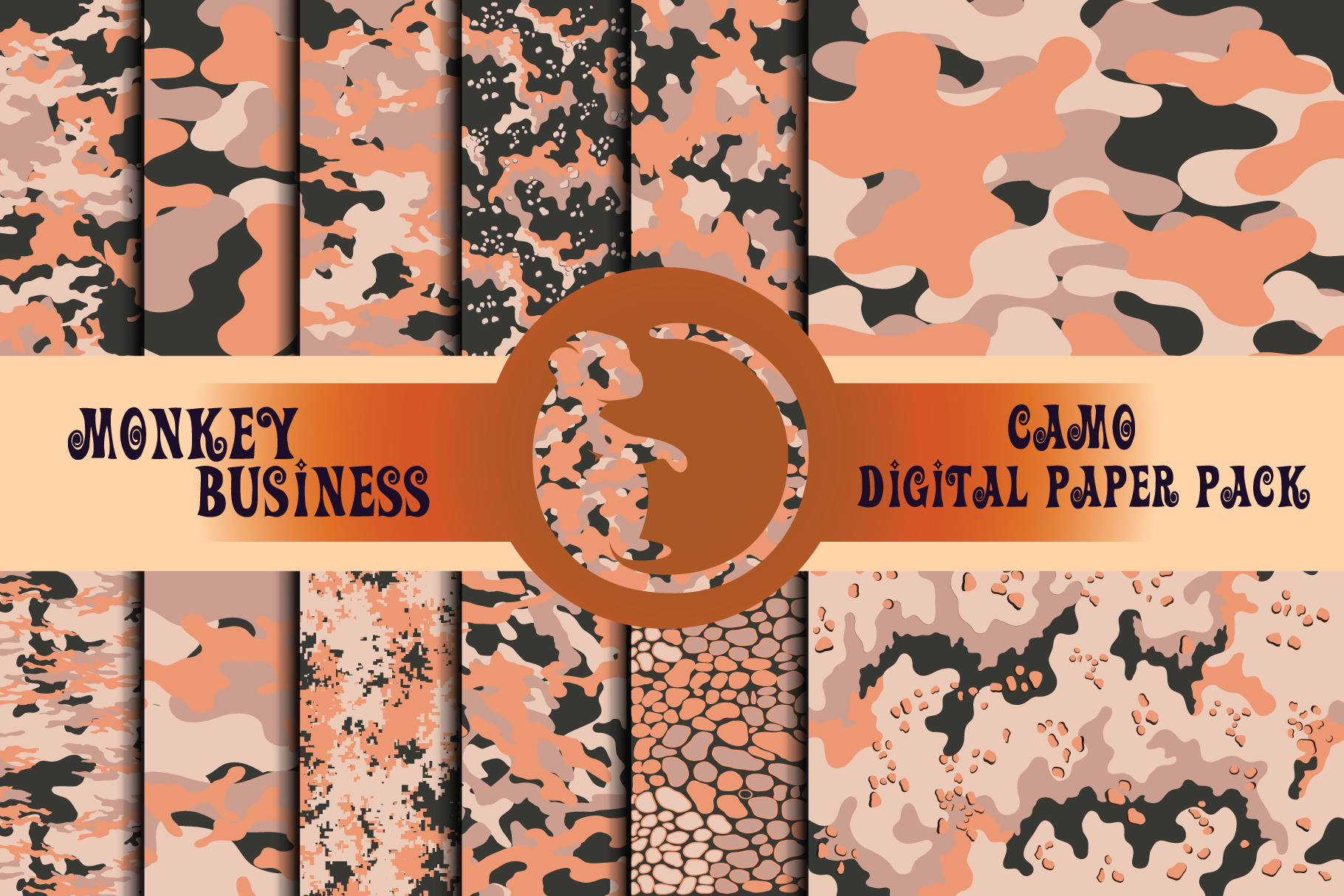 Printable camo seamless patterns, a Texture Illustration by Monkey Business