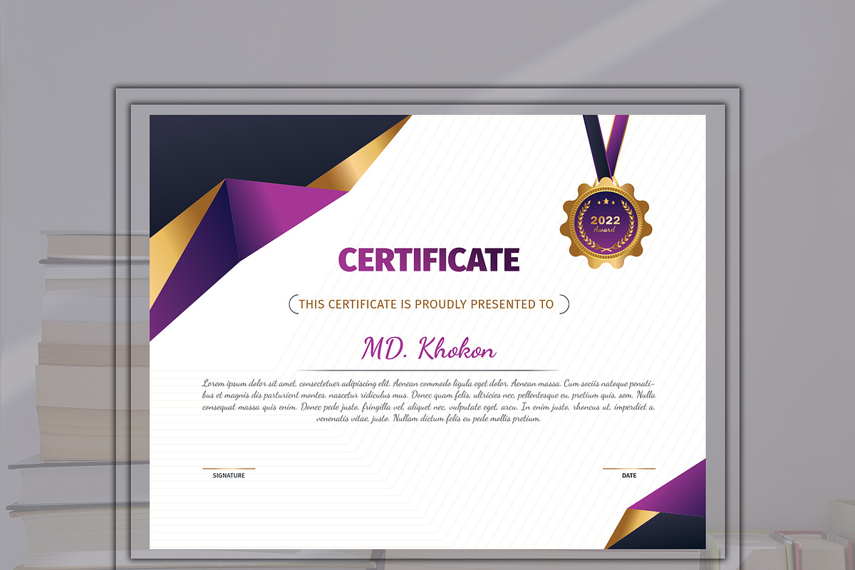 Simple Certificate Design Template, a Stationery Template by MRI STUDIO