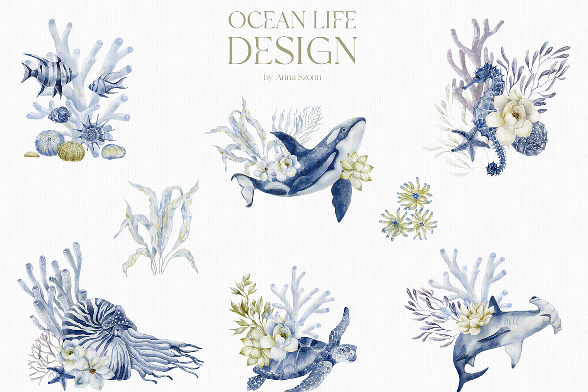 Indigo Ocean. Underwater world., an Animal Illustration by Designwork
