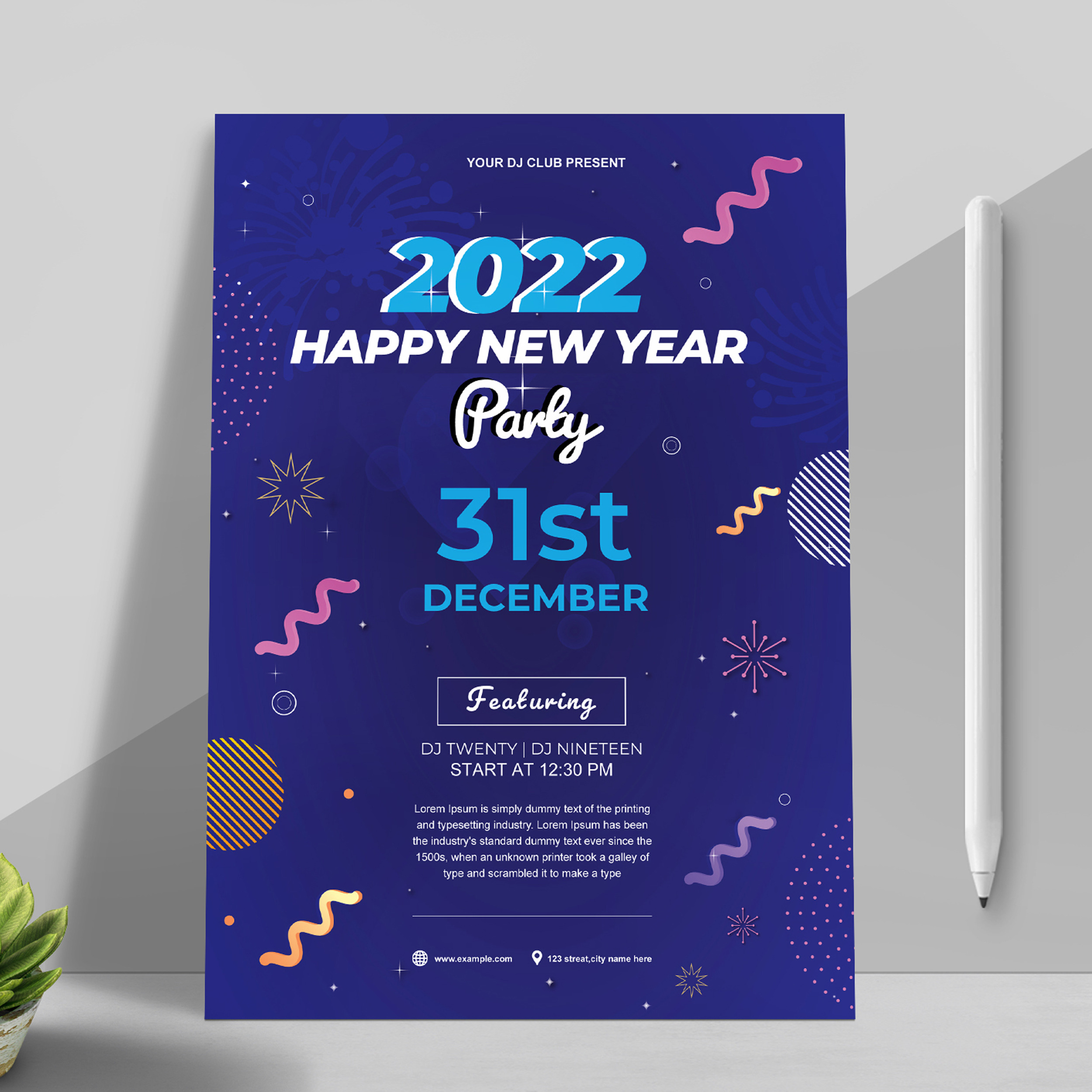 2022 Party Flyer Template Design | Creative Market