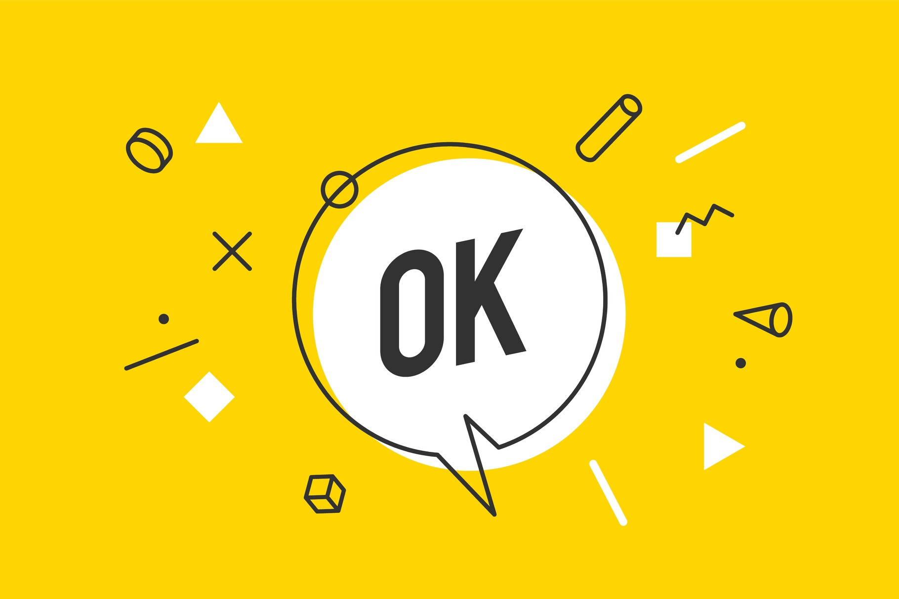 OK. Banner, speech bubble, poster, a Decorative Illustration by Foxys ...