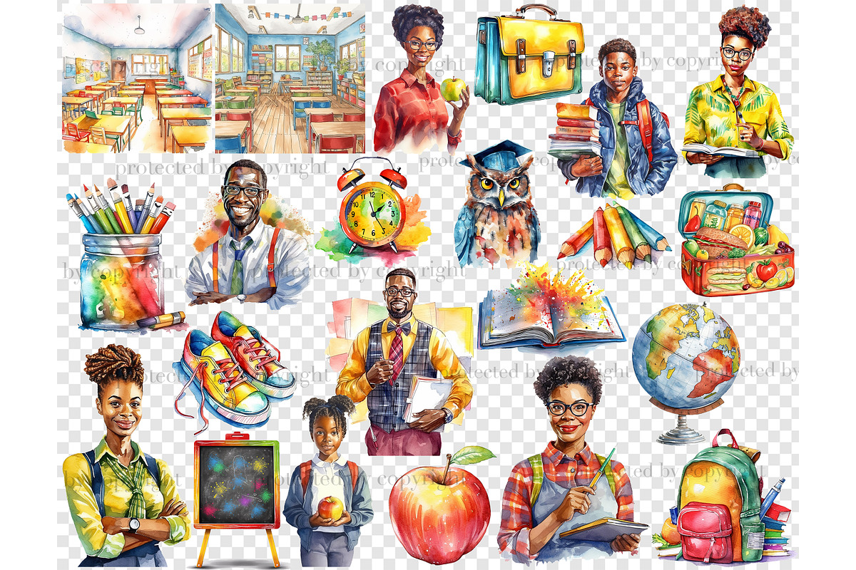 Watercolor School Clipart, an Education Illustration by GlamArtZhanna