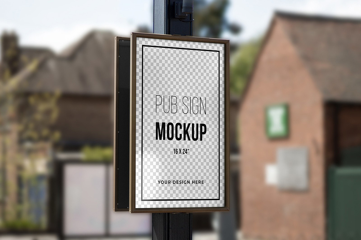 Pub Restaurant Sign Mockup, a Household Mockup by Medialoot | Creative ...