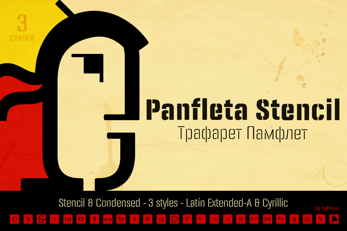 Panfleta Stencil -3 fonts-, a Sans Serif Font by deFharo