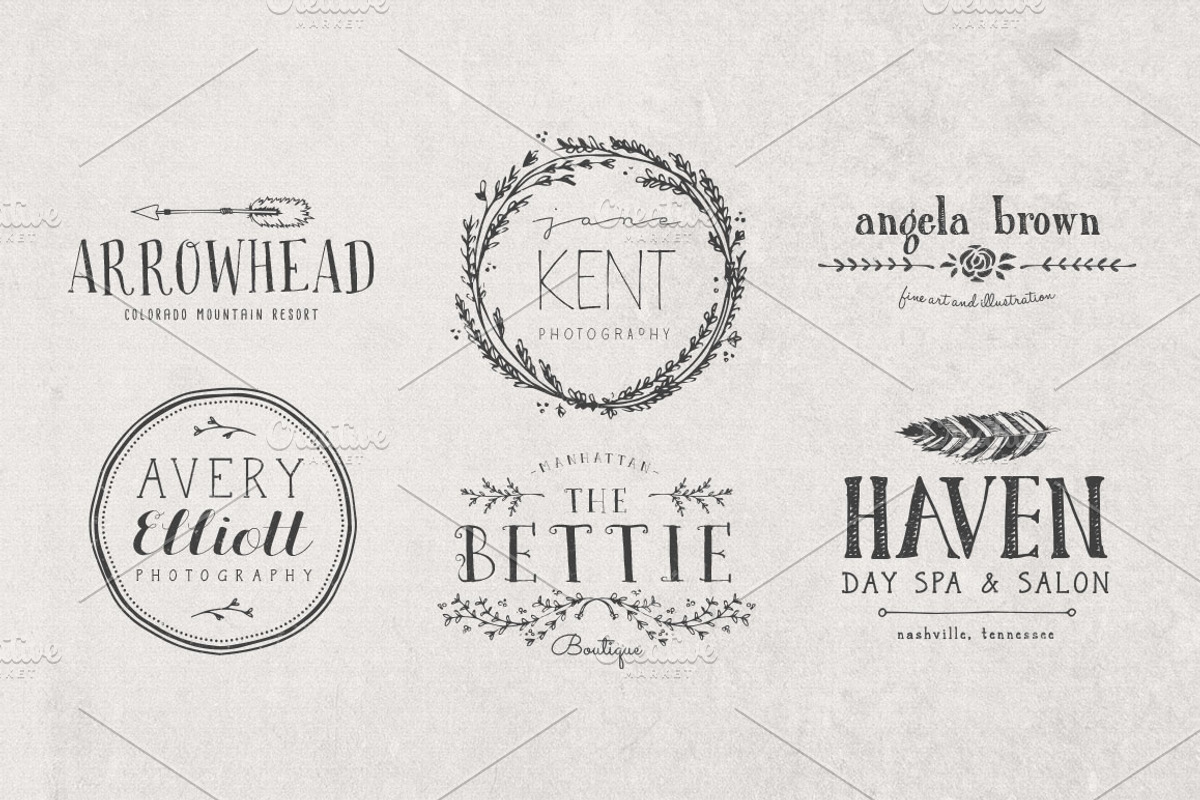 Hand Drawn Logos + Elements Vol. 2, a Graphic by Callie Rian & Co.