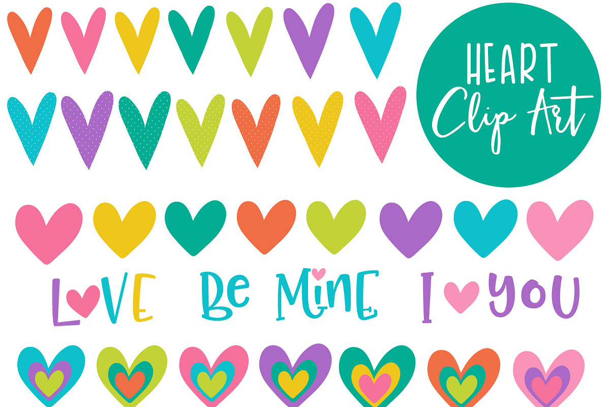 Colorful Heart Clip Art Set, an Object Graphic by Sweet Little Muse