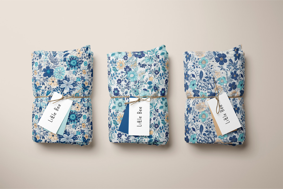 Blue Ditsy Floral Patterns for Kids