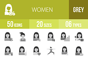50 Women Greyscale Icons | Icons ~ Creative Market