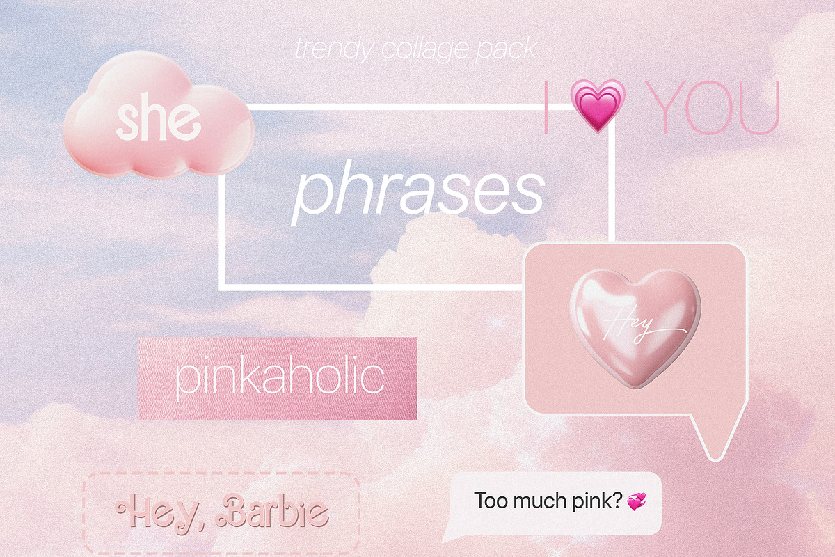 Barbieland - pink graphic collage pack